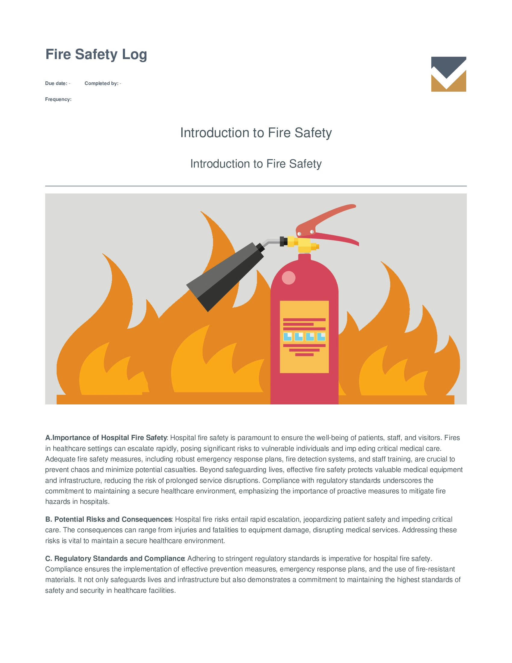 ASC Fire Safety Log template