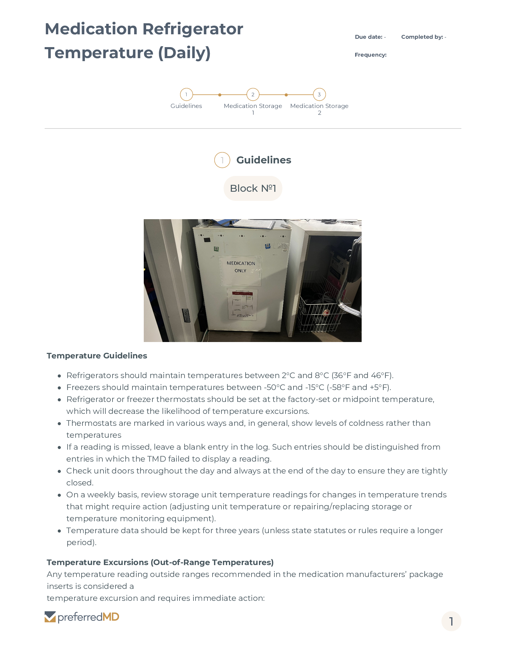 ASC Medication Refrigerator Temperature Log template