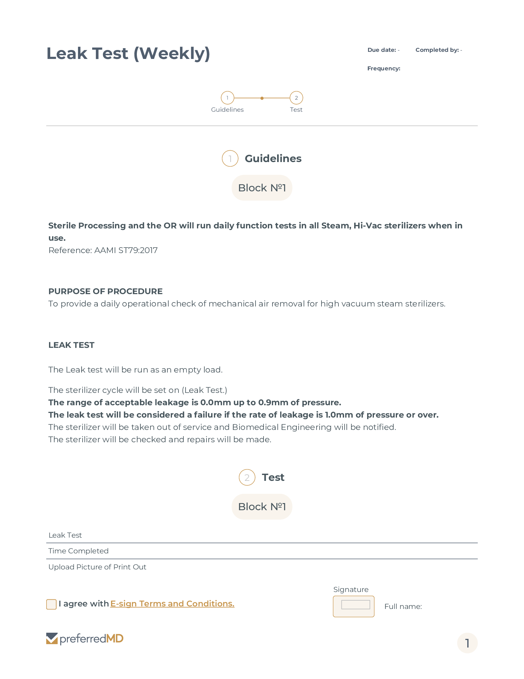 ASC Leak Test Log template