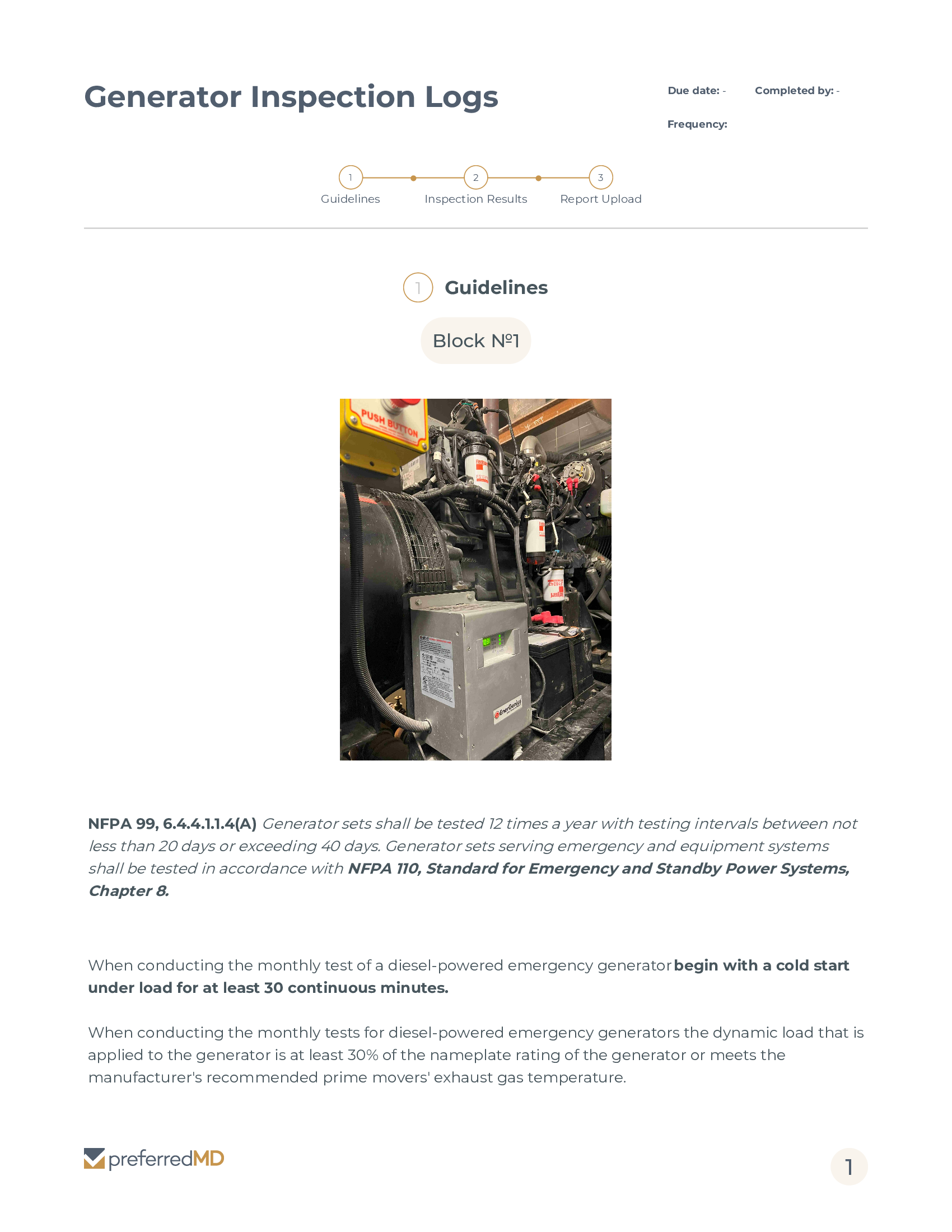 ASC Generator Inspection Logs template