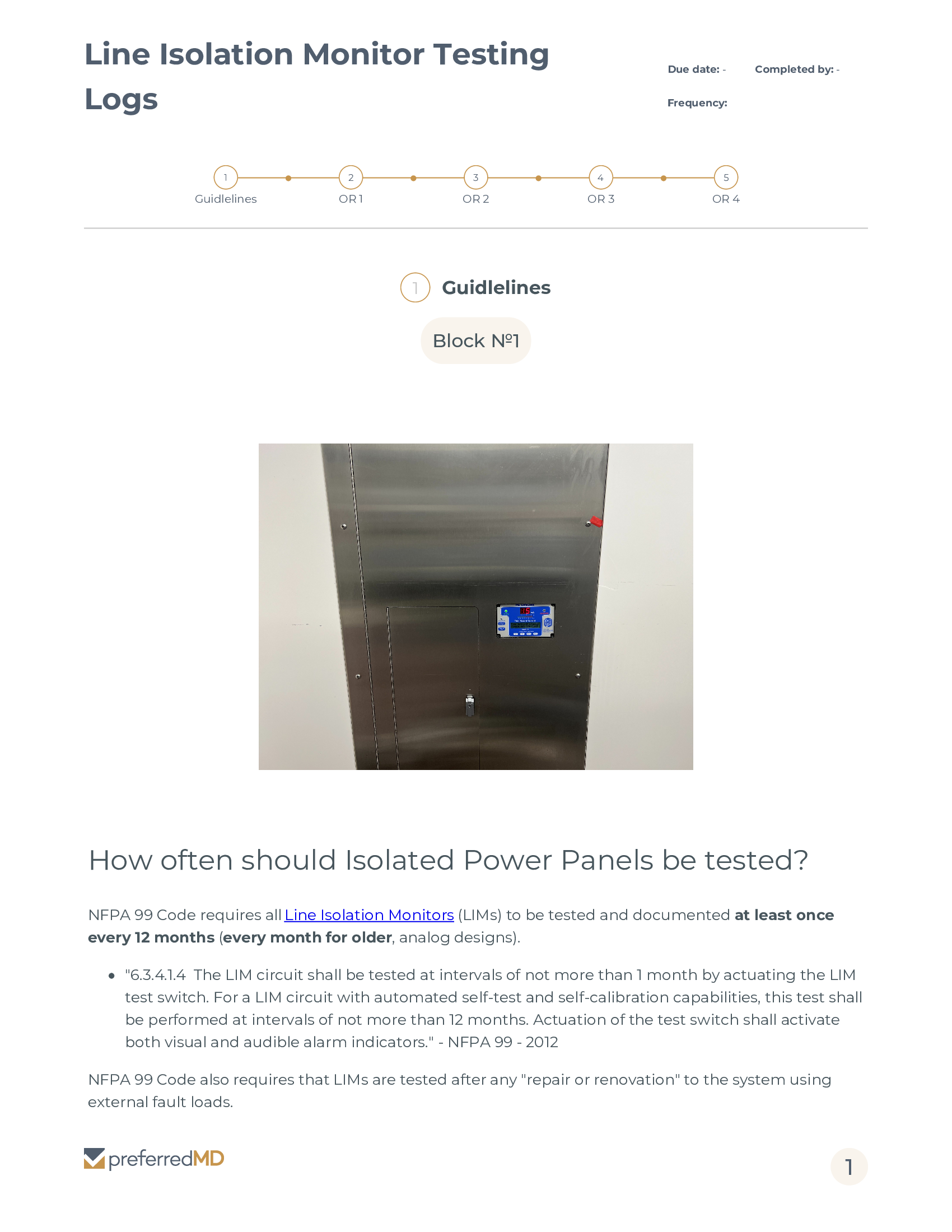 ASC Line Isolation Monitor Testing Logs template