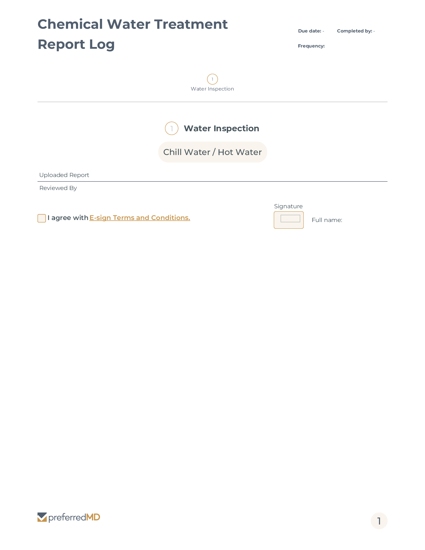 ASC Chemical Water Treatment Report Log template
