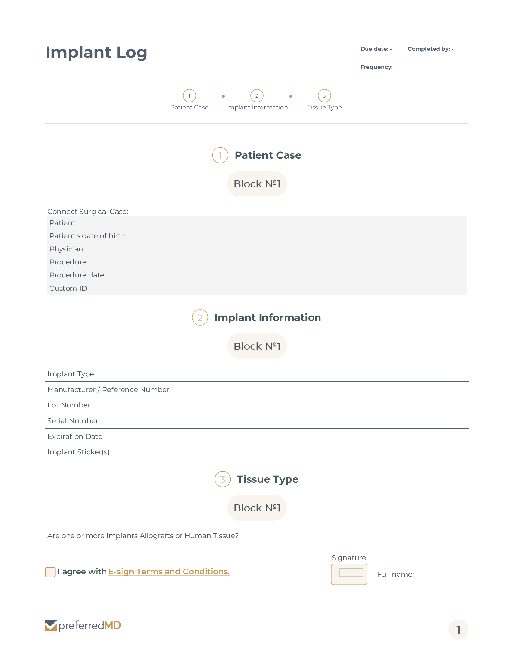 ASC Implant Log template