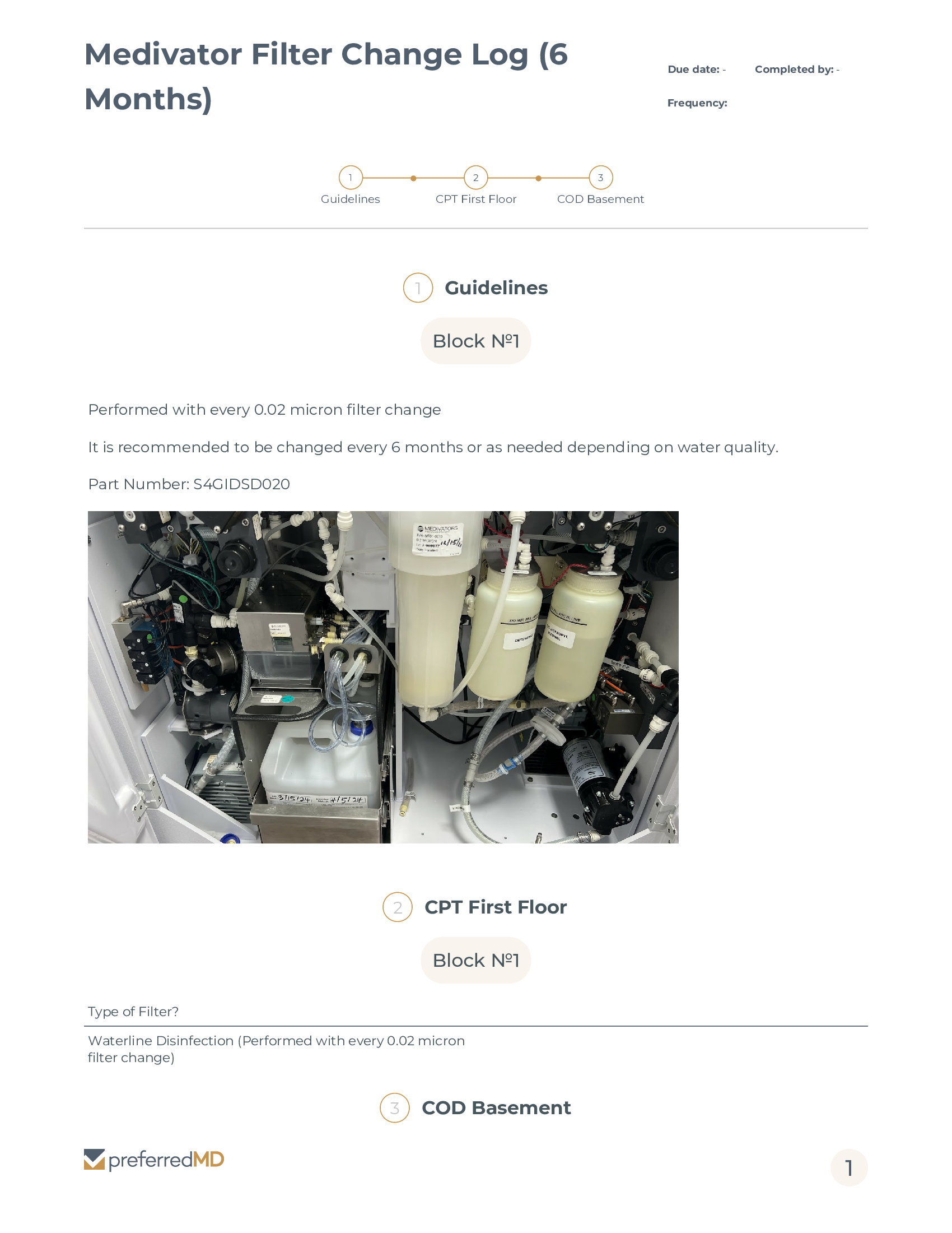 ASC Medivator Filter Change Semi-Annual Log template