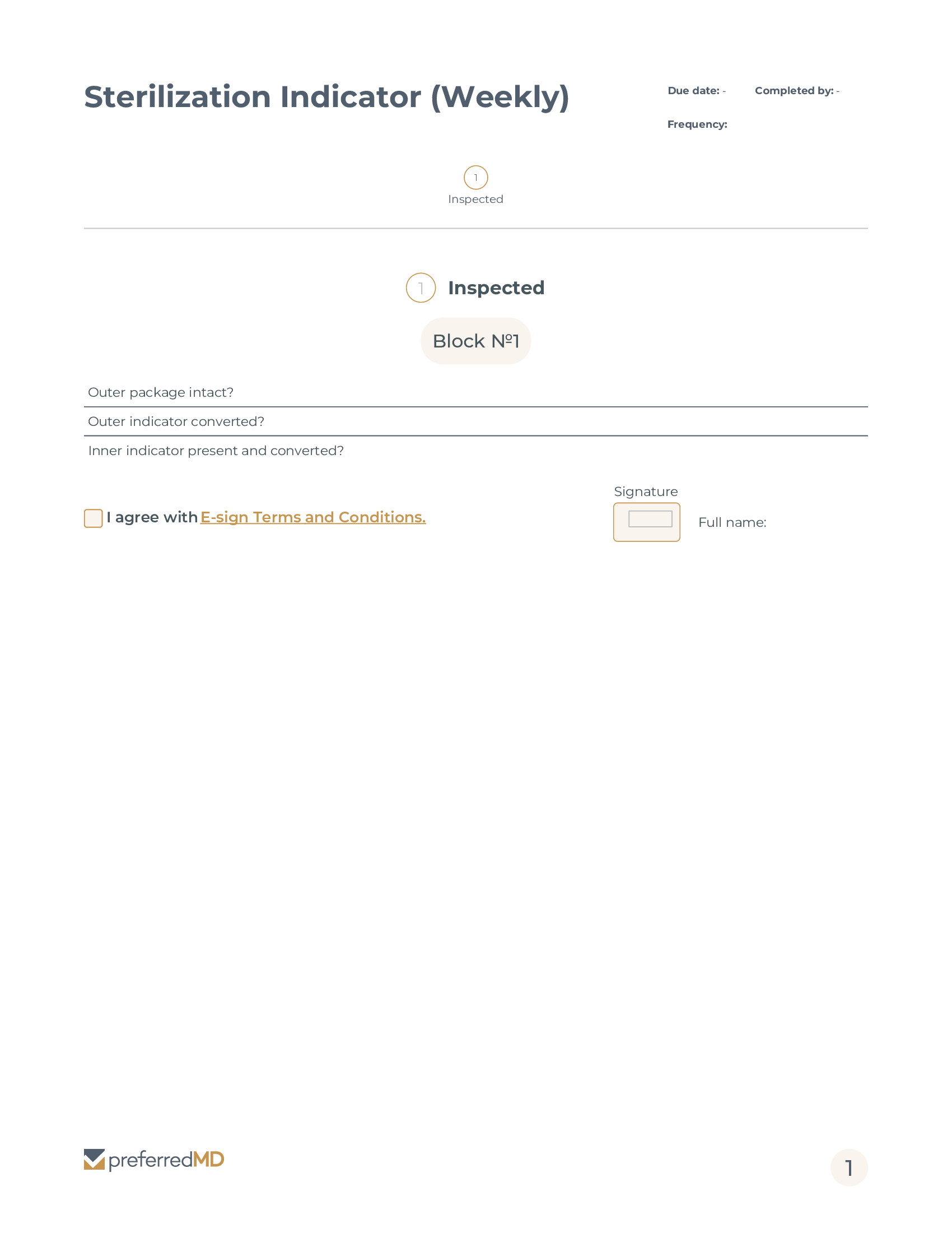 ASC Sterilization Indicator Log template