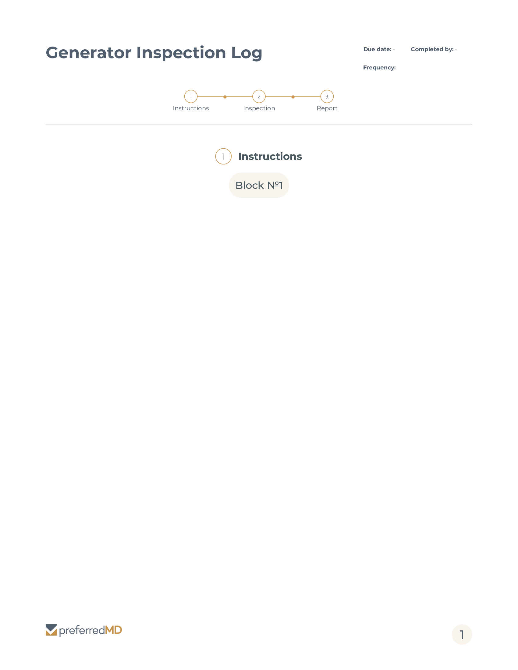 ASC Generator Inspection Report Log template