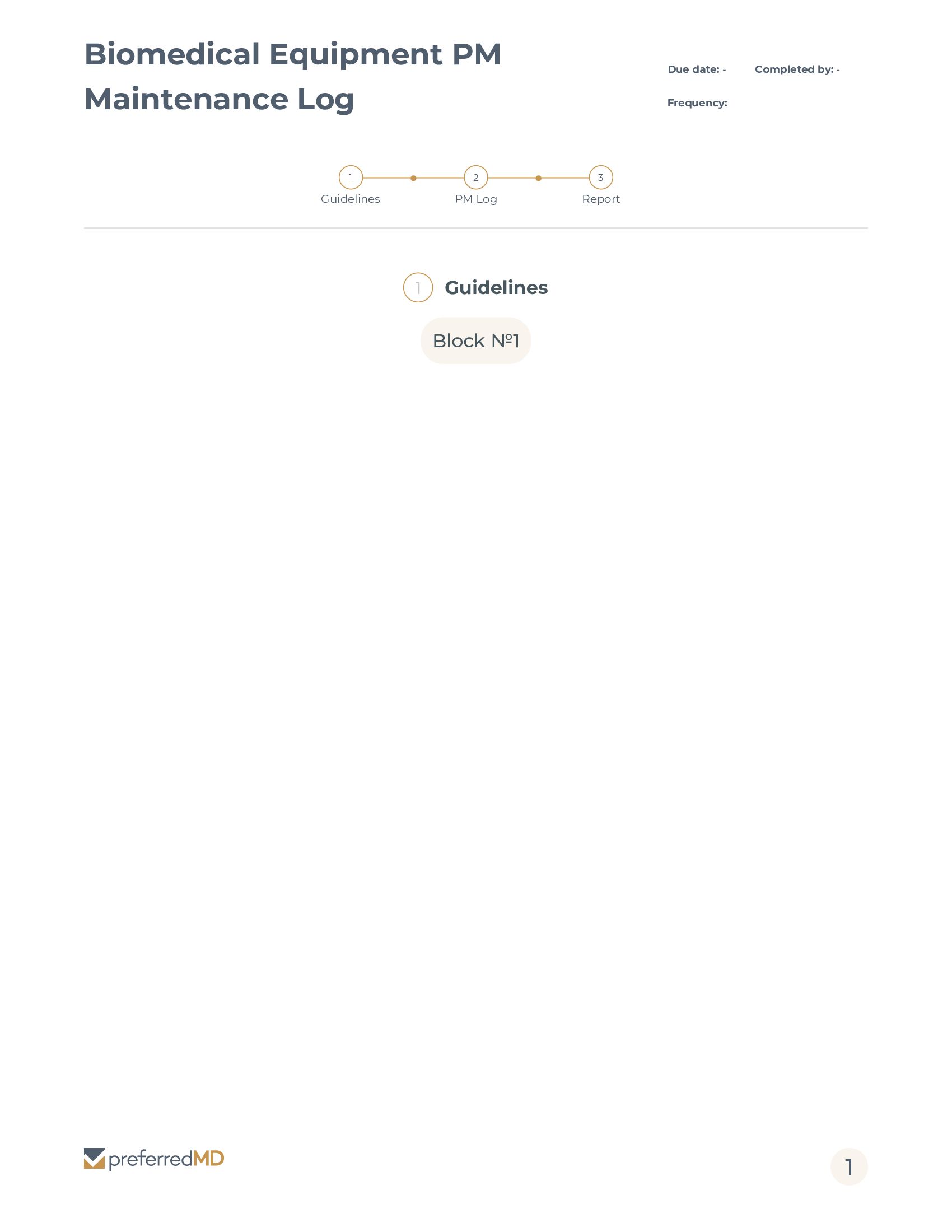 ASC Biomedical Equipment PM Maintenance Log template