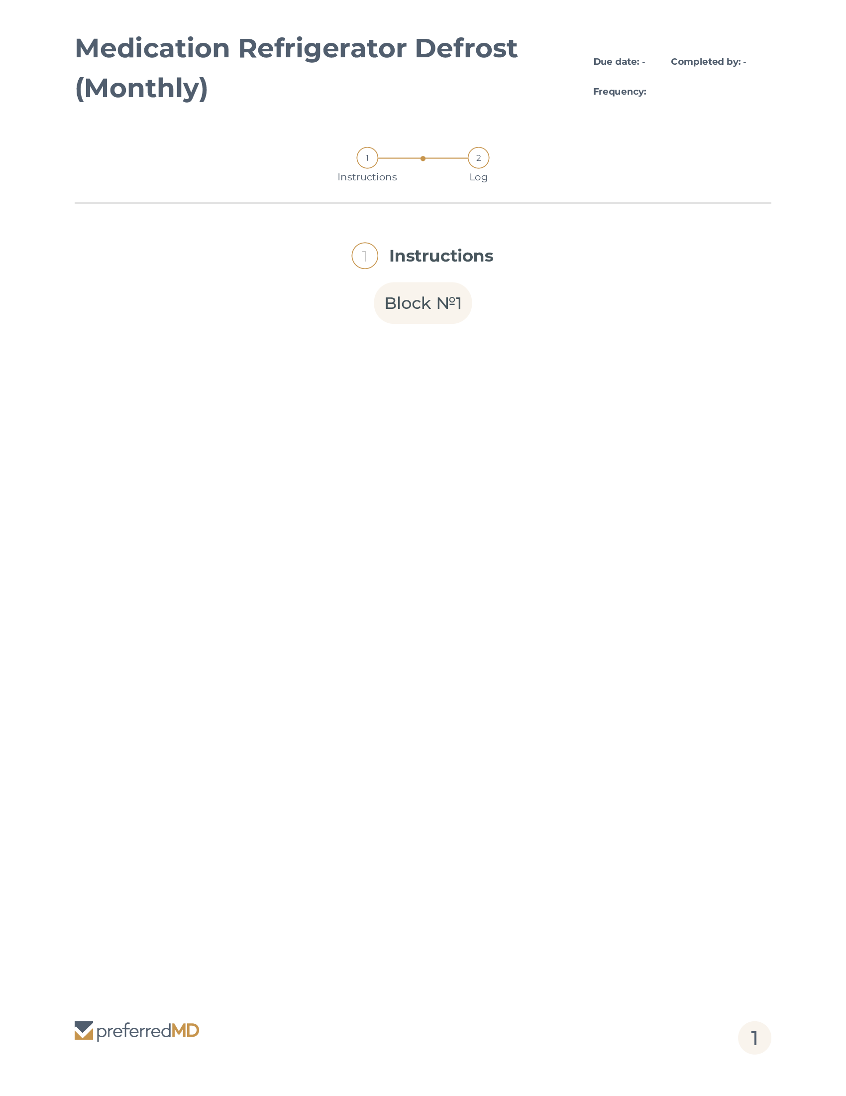 ASC Medication Refrigerator Defrost Log template