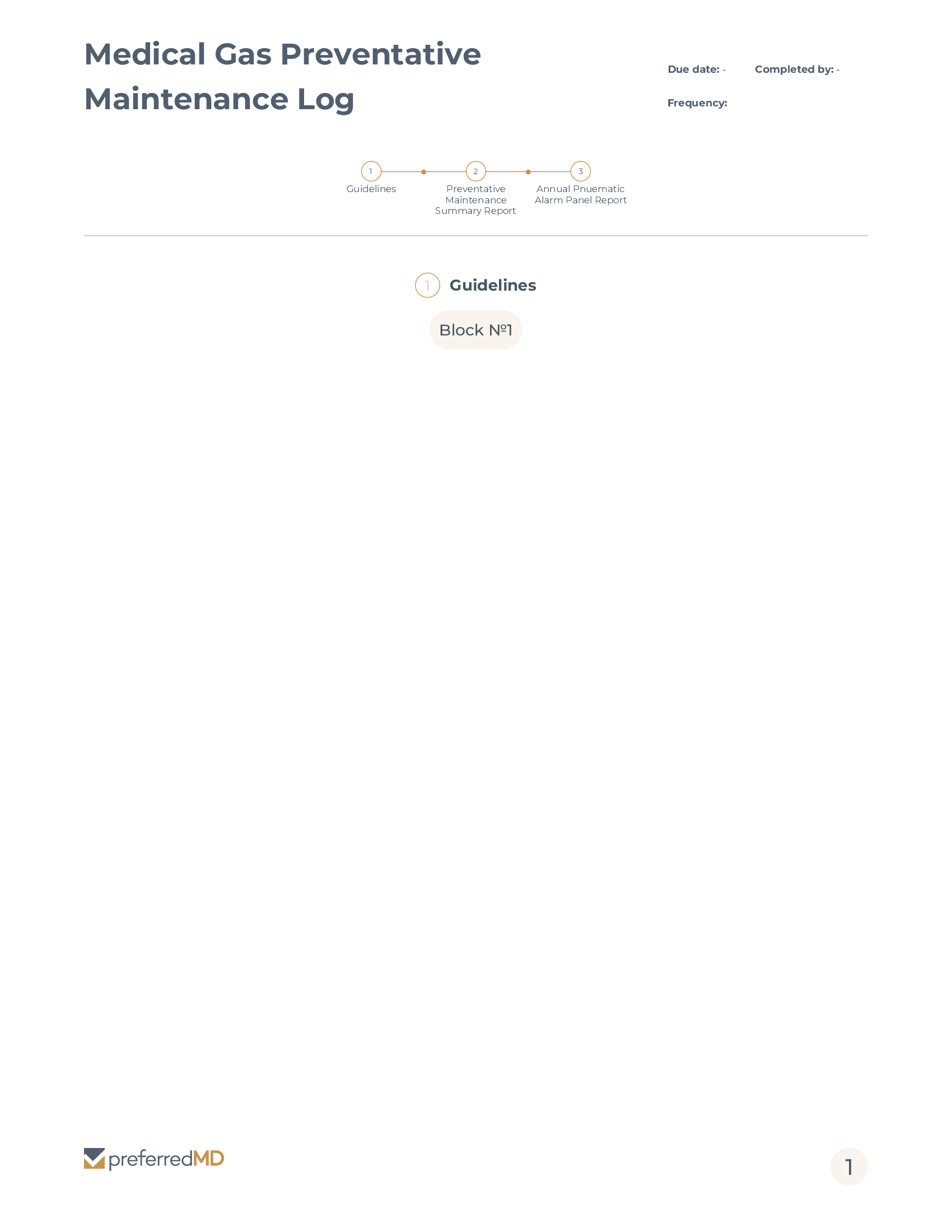 ASC Medical Gas Preventative Maintenance Log template