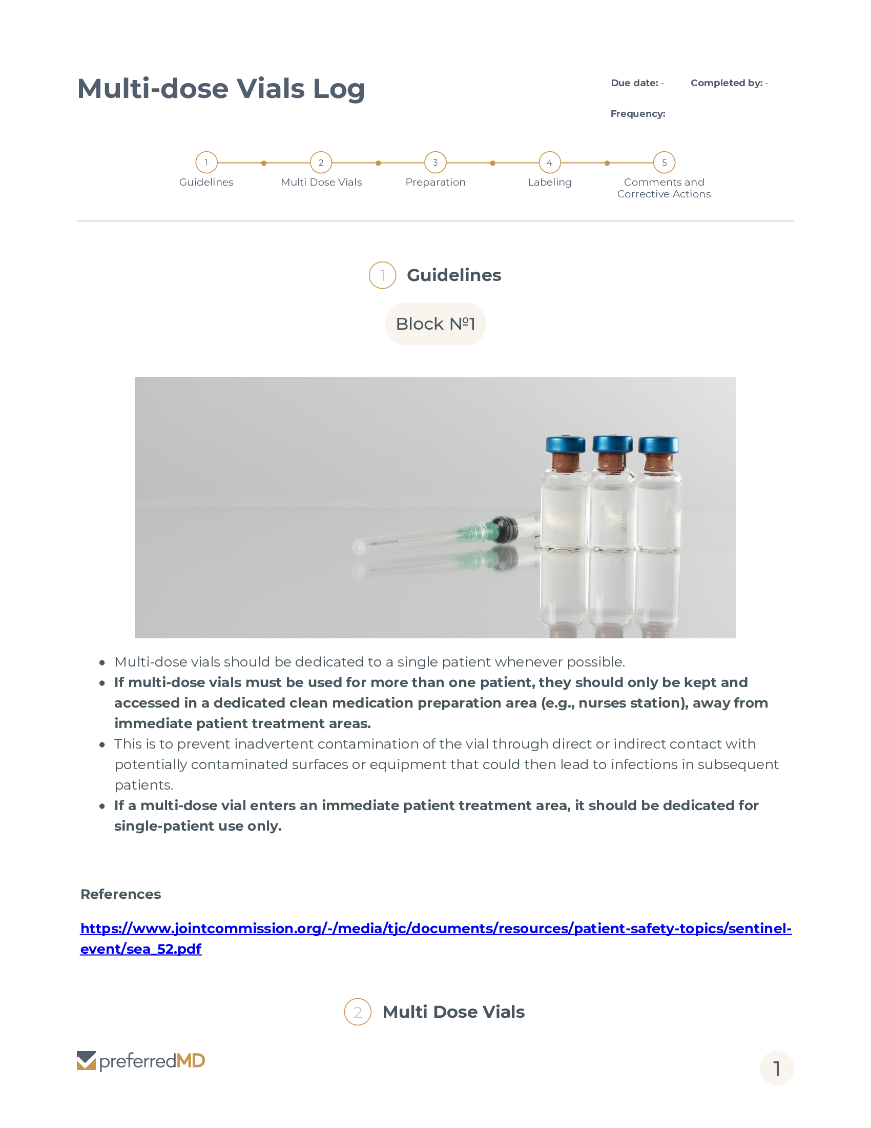 ASC Multi-dose Vials Log template