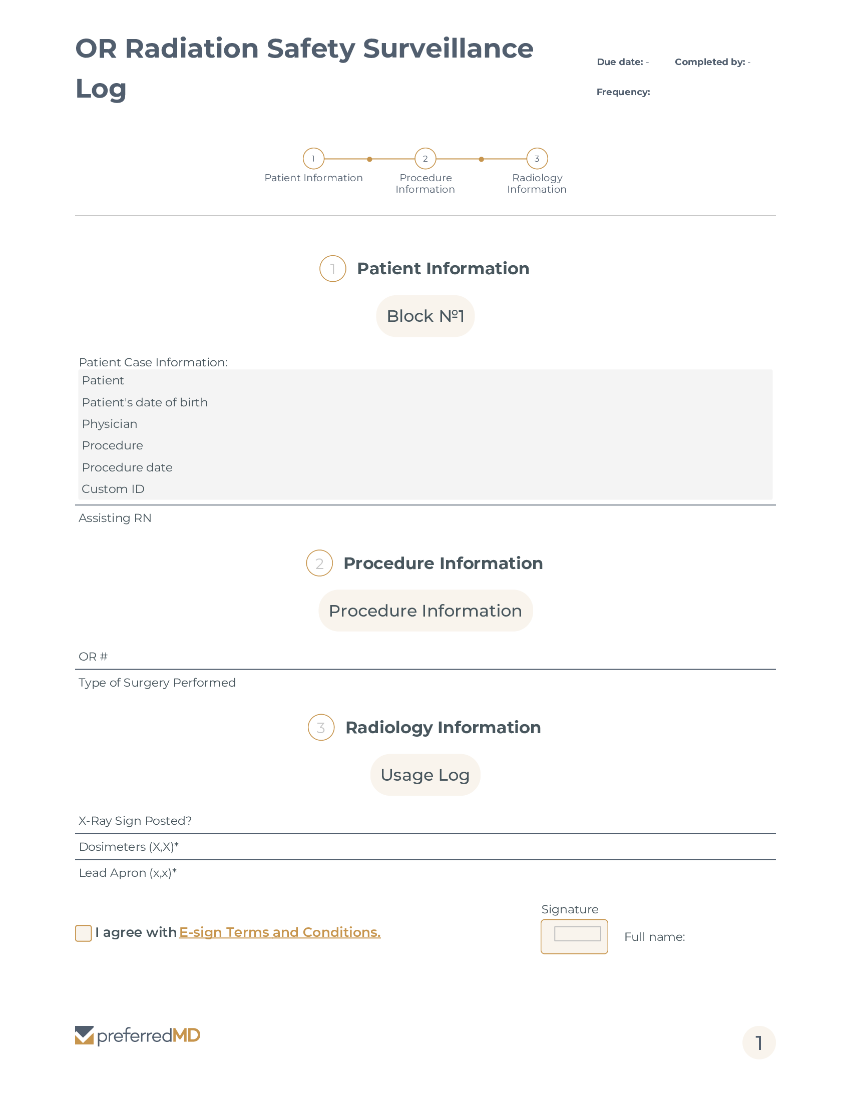 ASC OR Radiation Safety Surveillance Log template