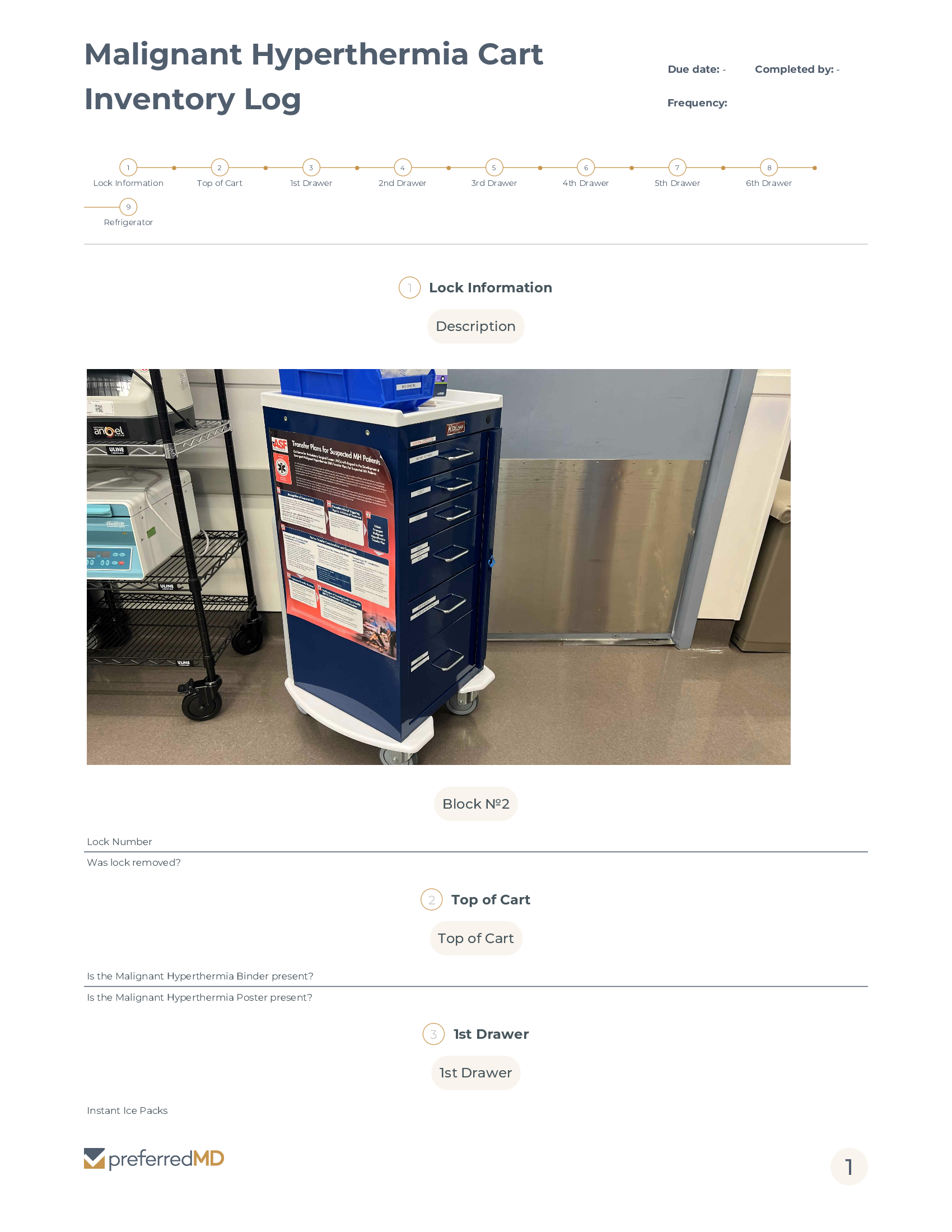 ASC Malignant Hyperthermia Cart Inventory Log template