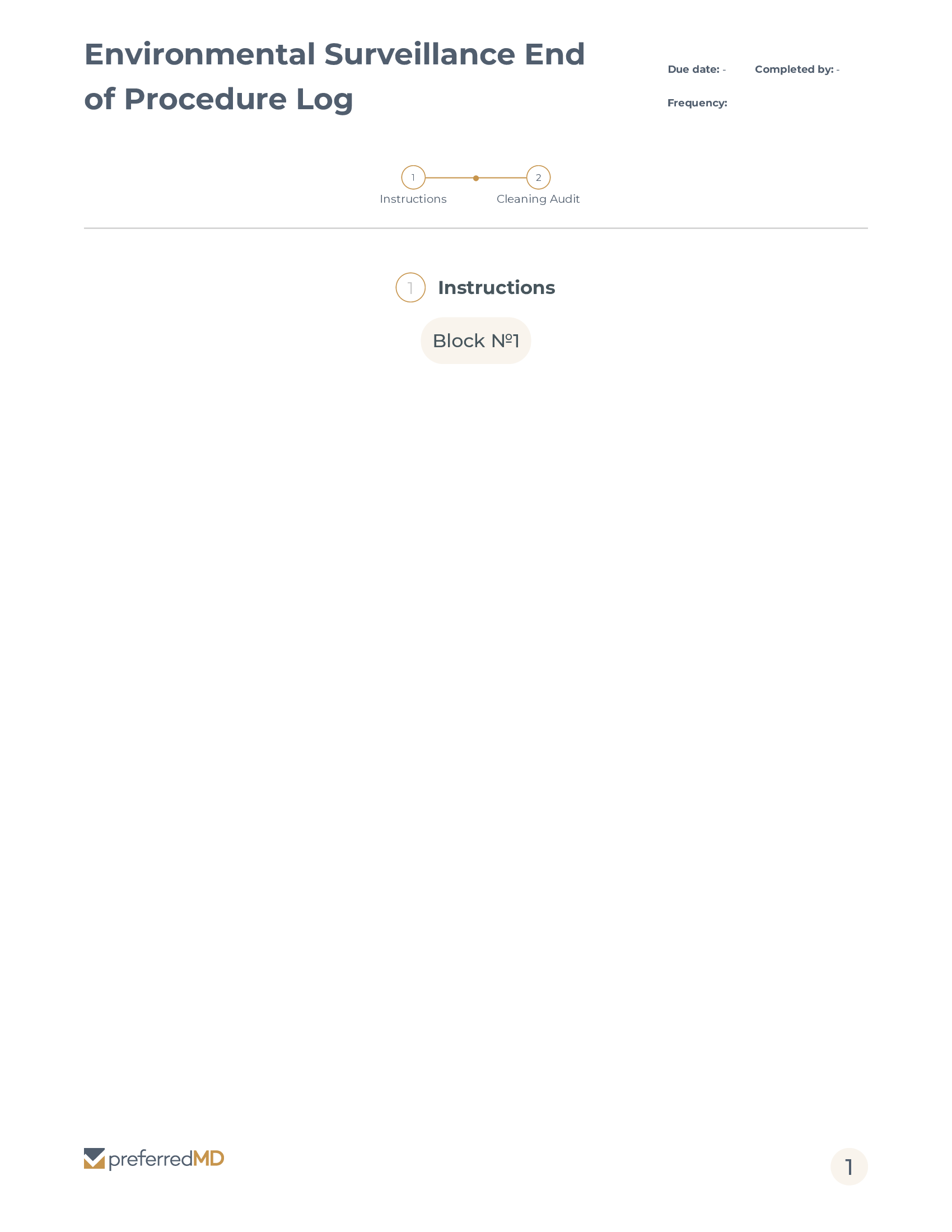ASC Environmental Surveillance End of Procedure Log template