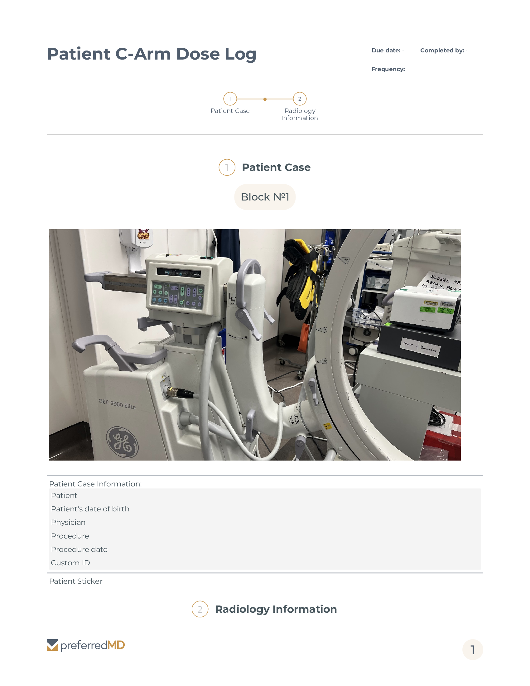 ASC Patient C-Arm Dose Log template