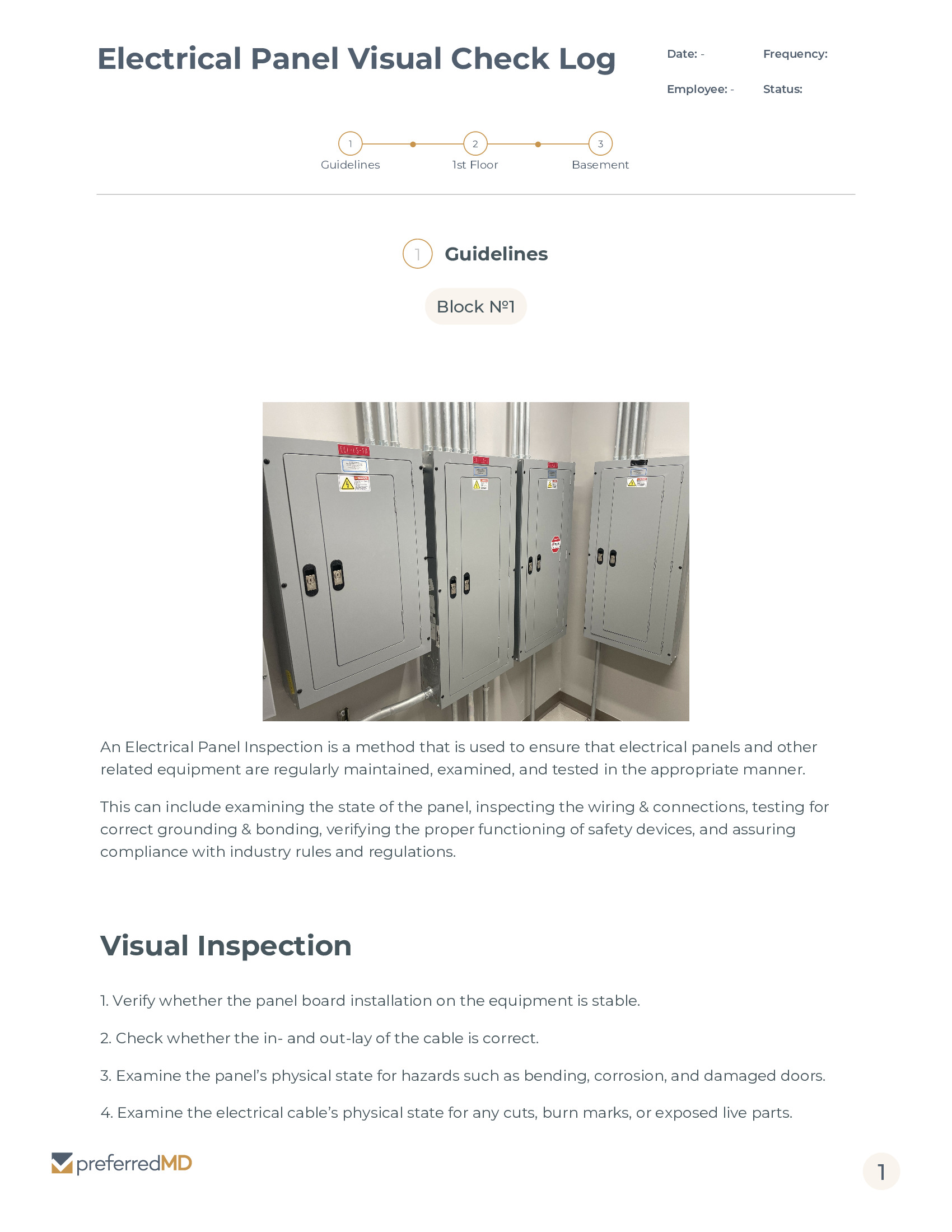 ASC Electrical Panel Visual Check Log template