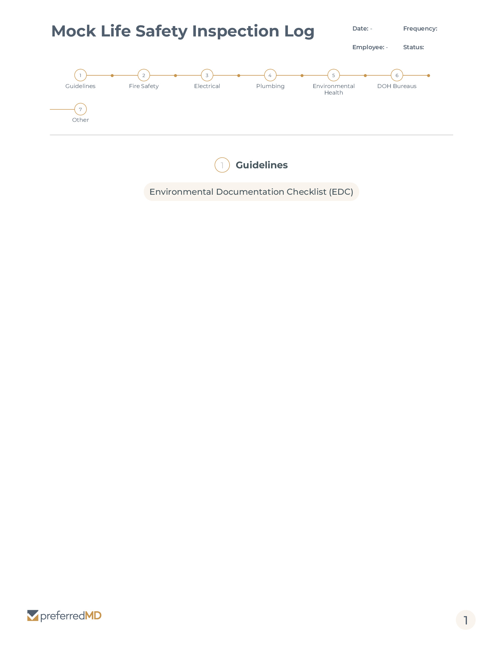 ASC Mock Life Safety Inspection Log template