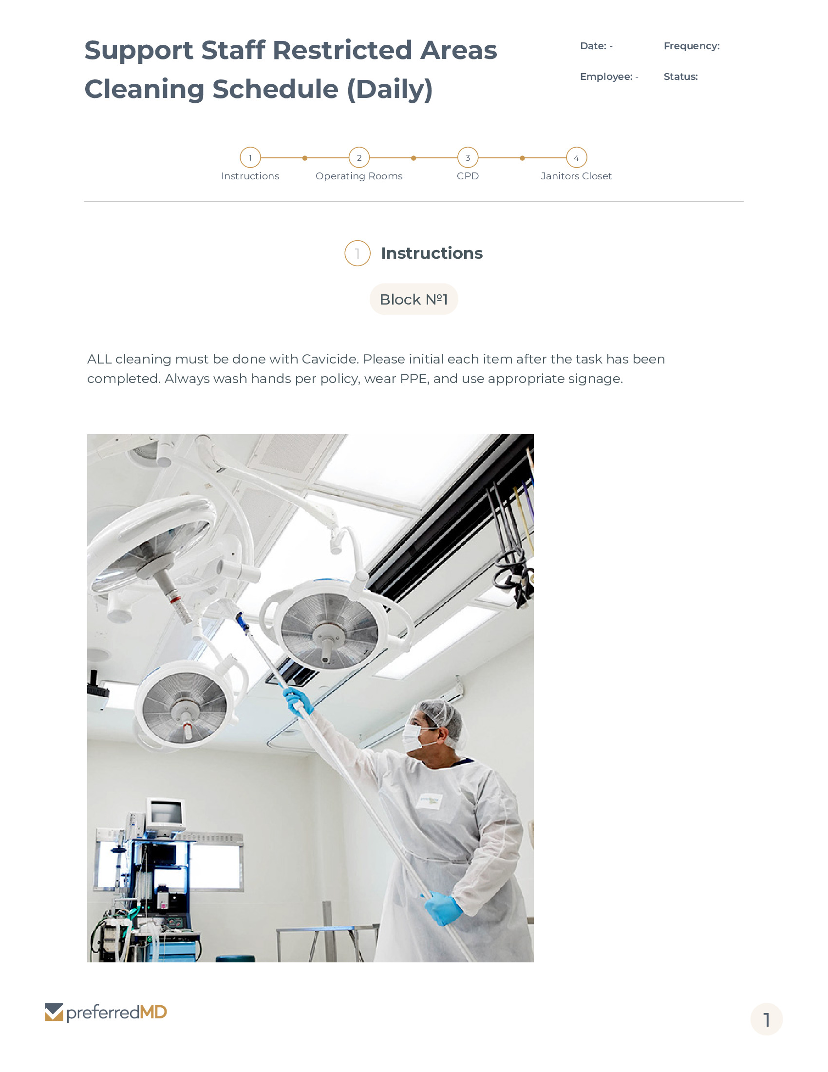 ASC Daily Support Staff Restricted Areas Cleaning Log template