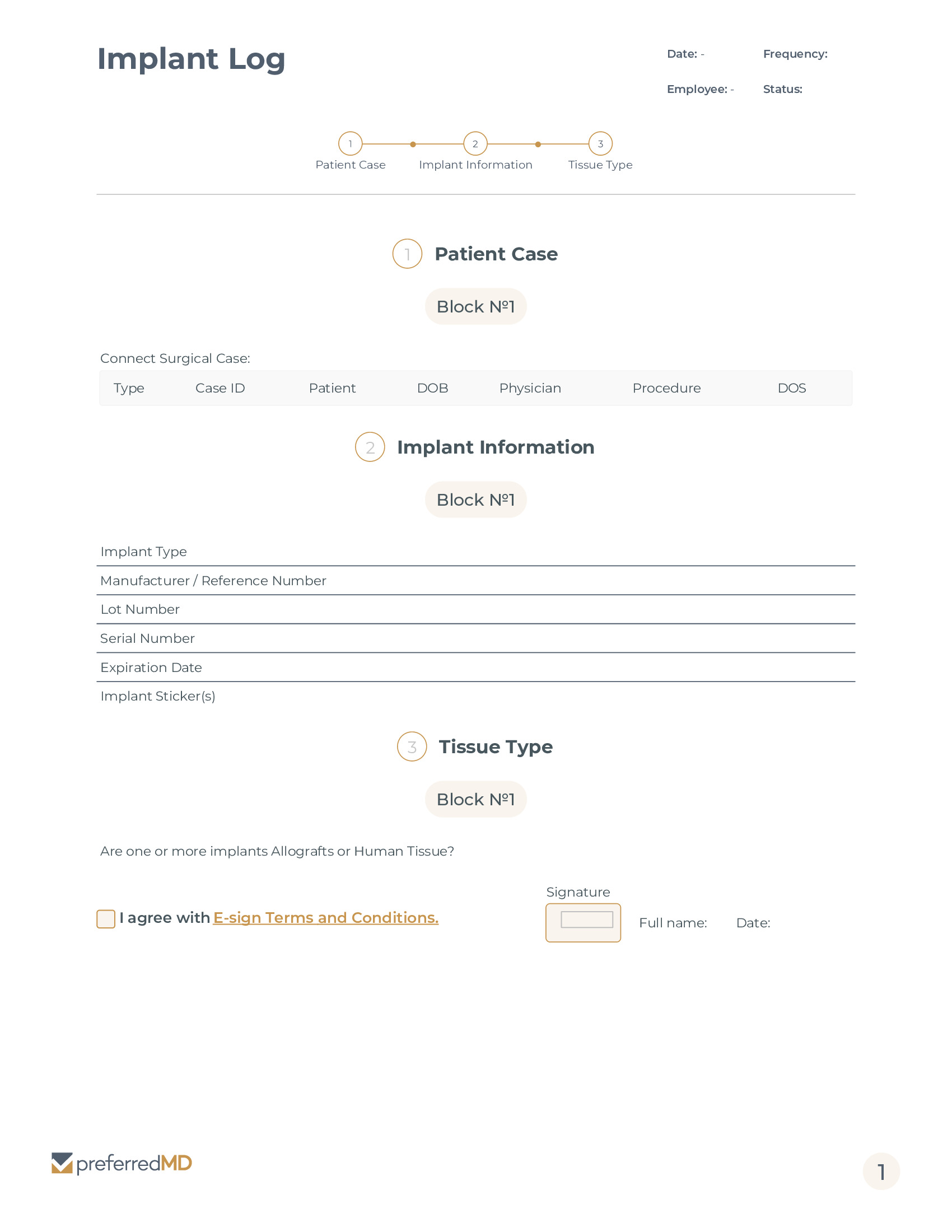 ASC Implant Log template